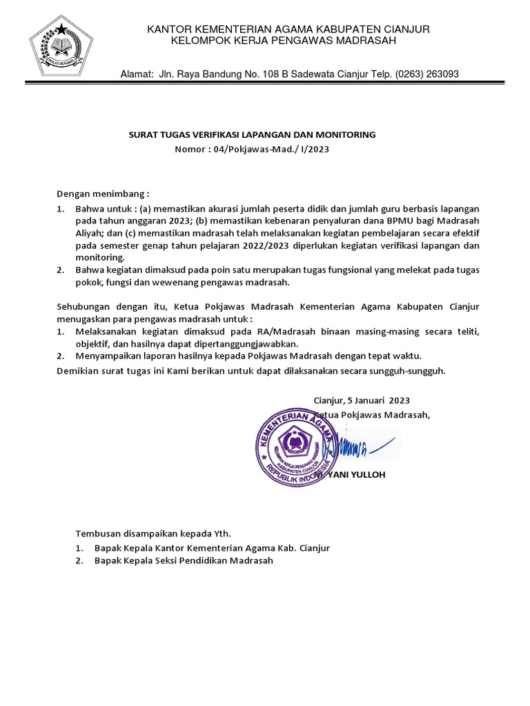 Surat Tugas Verval JLM Siswa Dan Guru | PDF