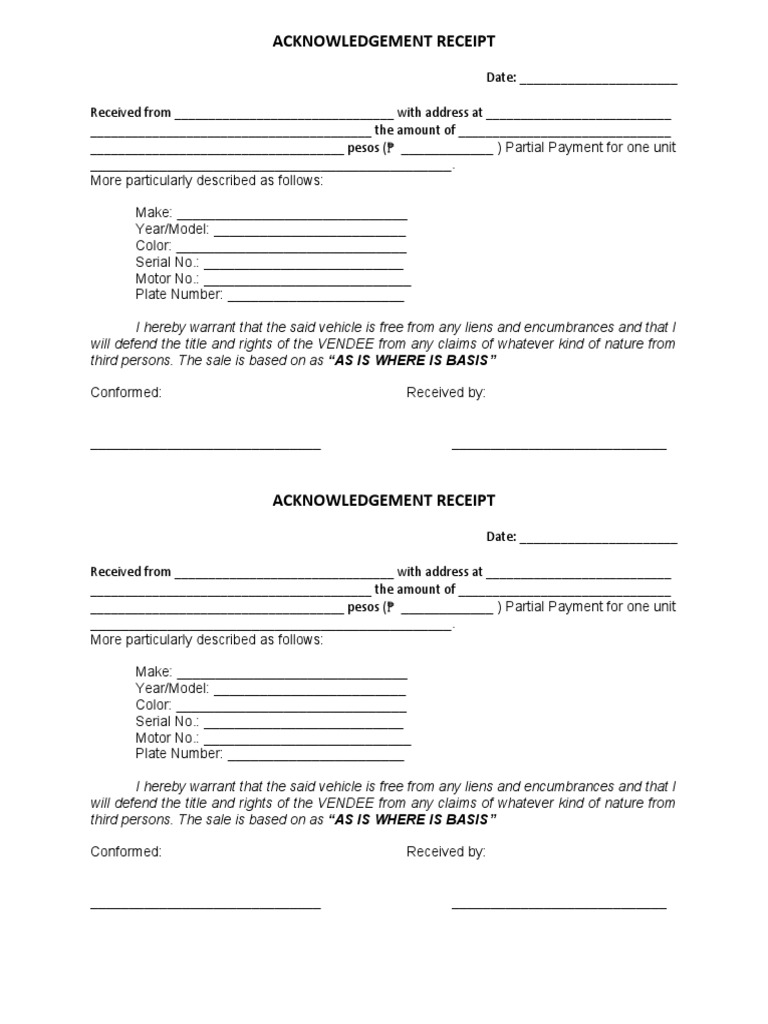 Acknowledgement Receipt | PDF