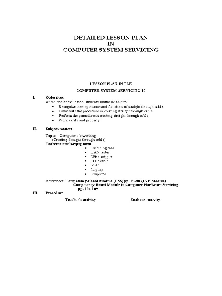 Detailed Lesson Plan in Computer System | PDF | Electrical Connector ...
