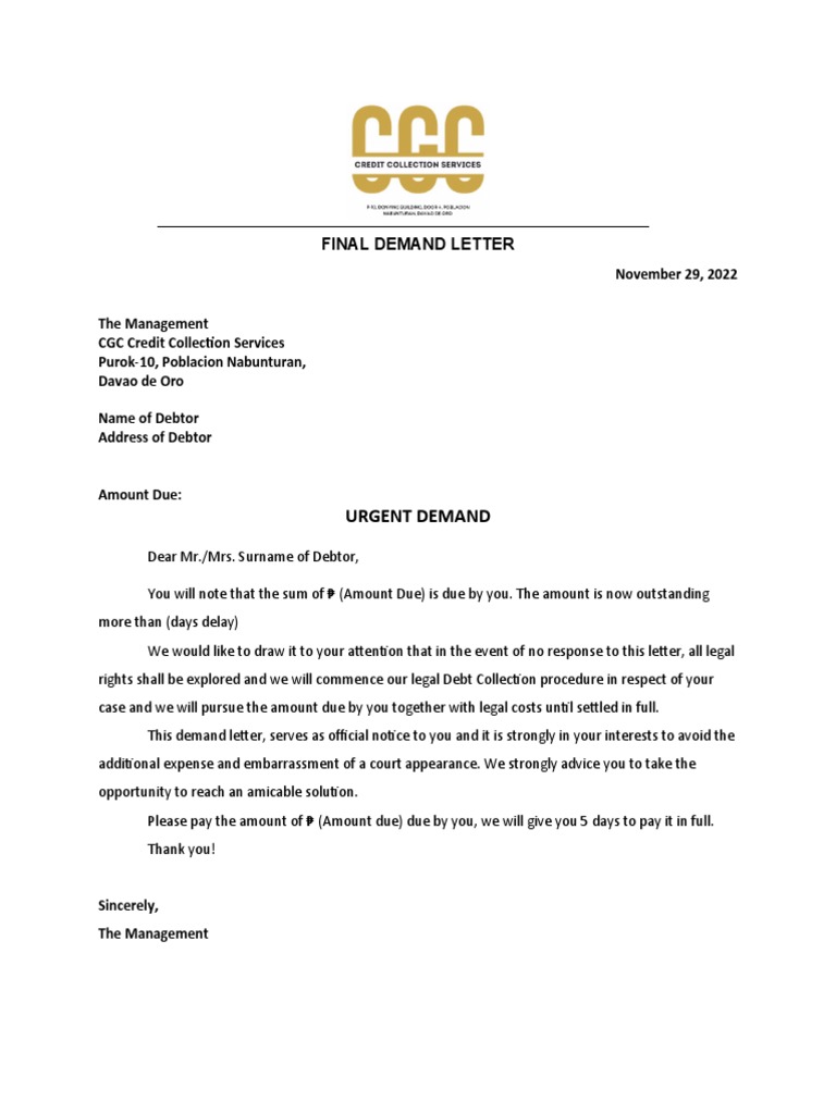 Final Demand Letter | PDF