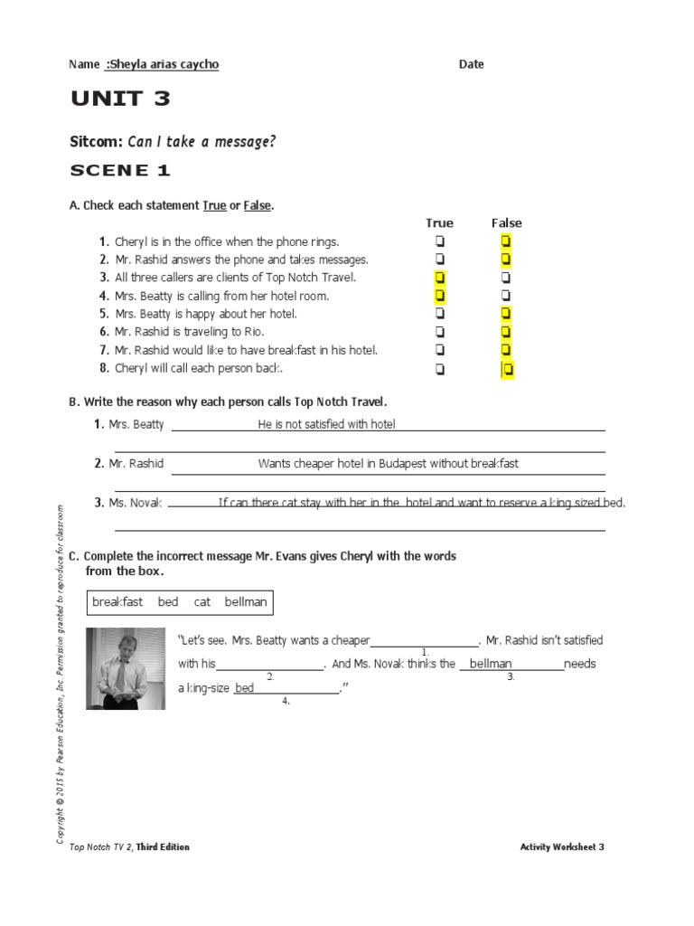UNIT 03 TV Activity Worksheets | PDF