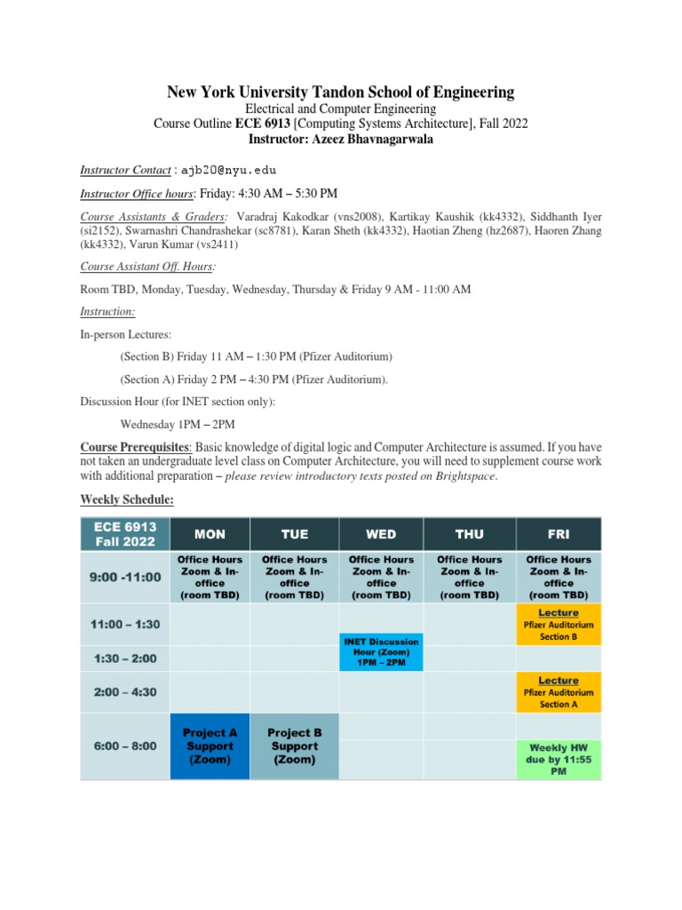 ECE 6913 Fall 2022 Syllabus1 | PDF | Central Processing Unit | Cpu Cache