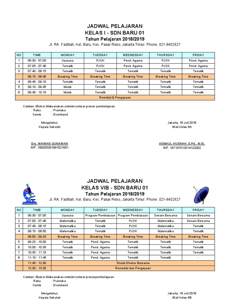 Jadwal 1 2018 | PDF