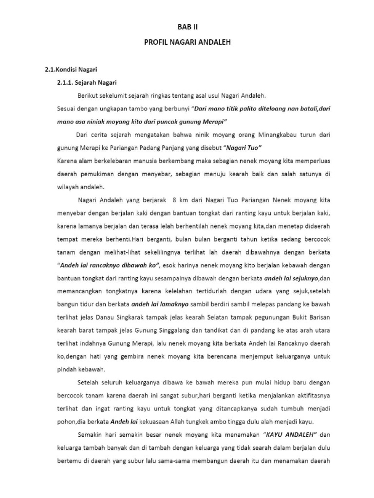Profil Nagari Andaleh | PDF