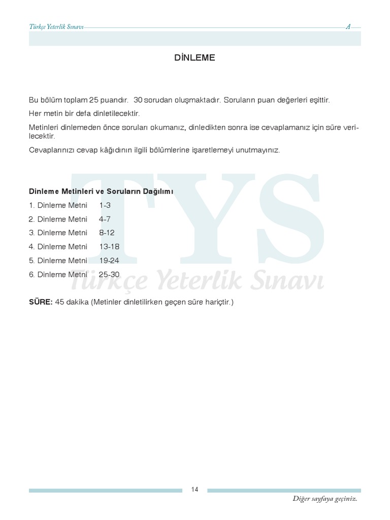TYS Dinleme | PDF