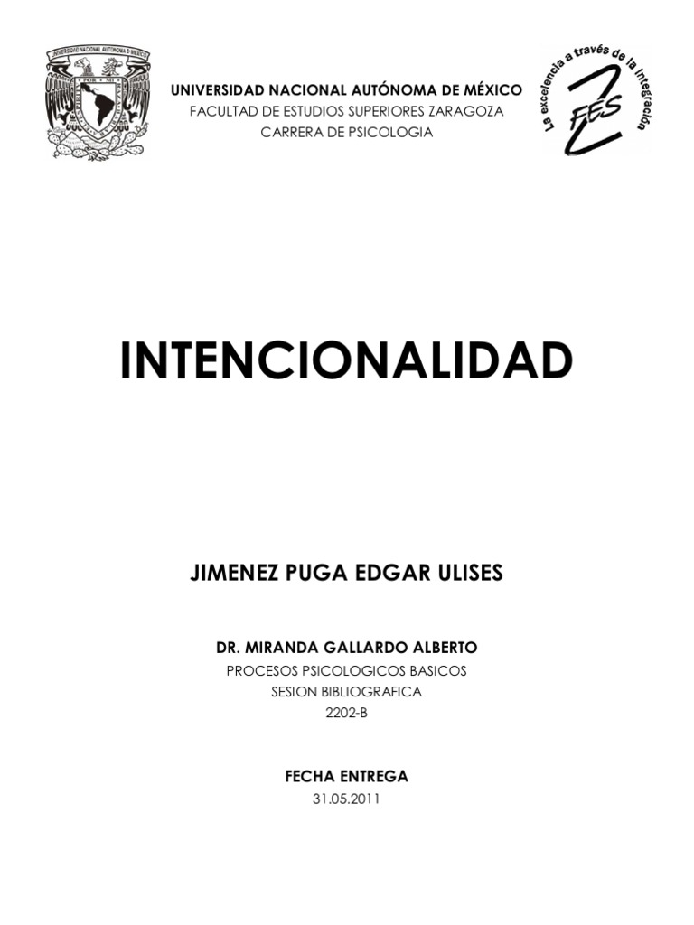 Ensayo Intencionalidad | PDF | Edmund Husserl | Existencia