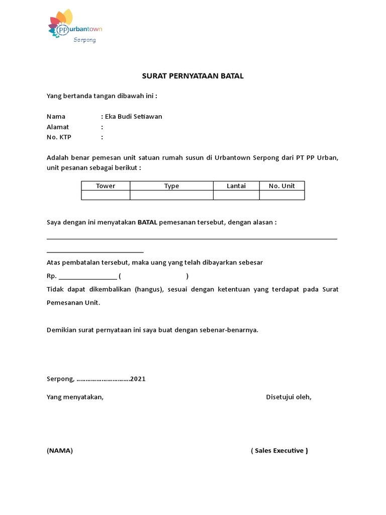 Surat Pernyataan Batal | PDF