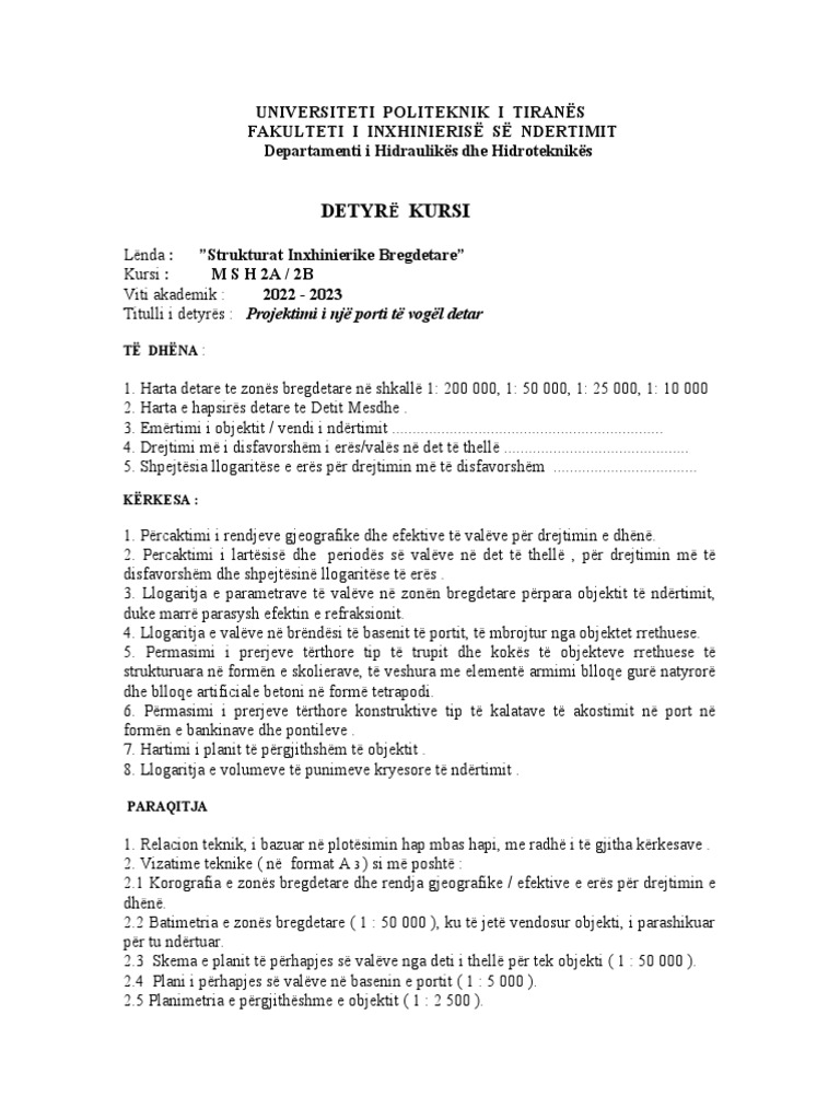 Detyrë Kursi 2022-2023 MSH-1 | PDF