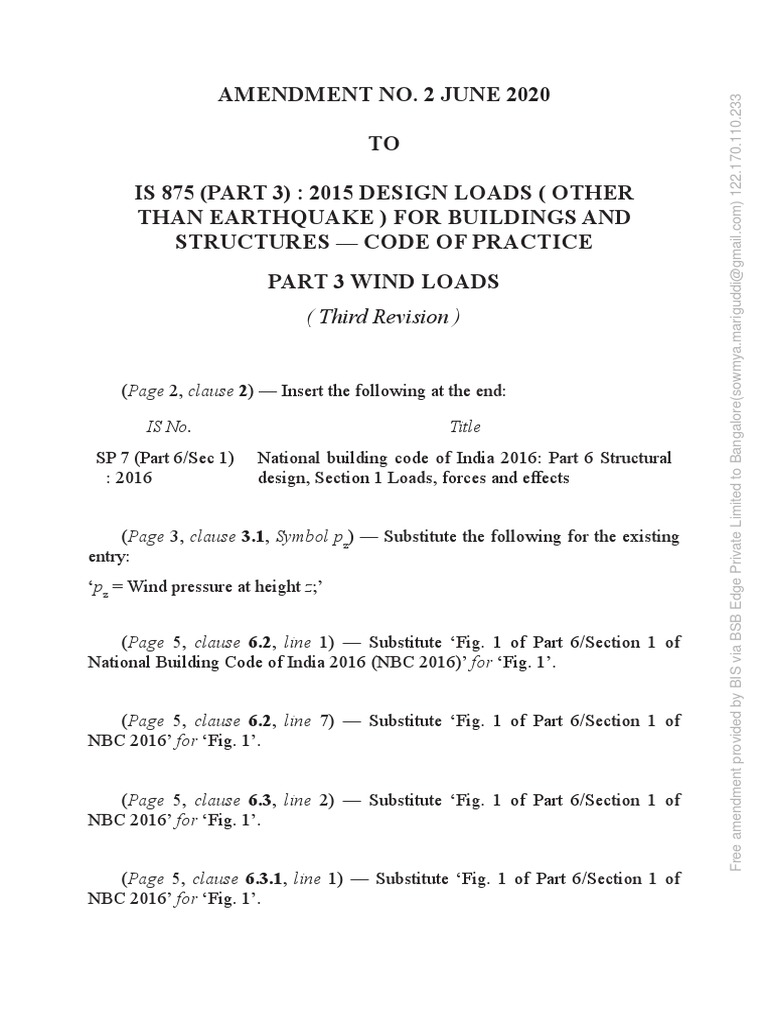 IS 875 Part 3: Wind Loads Amendment 2020 | PDF
