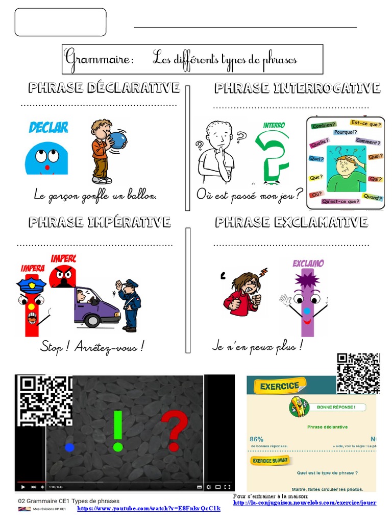 Types de Phrases | PDF | Jeux et activités