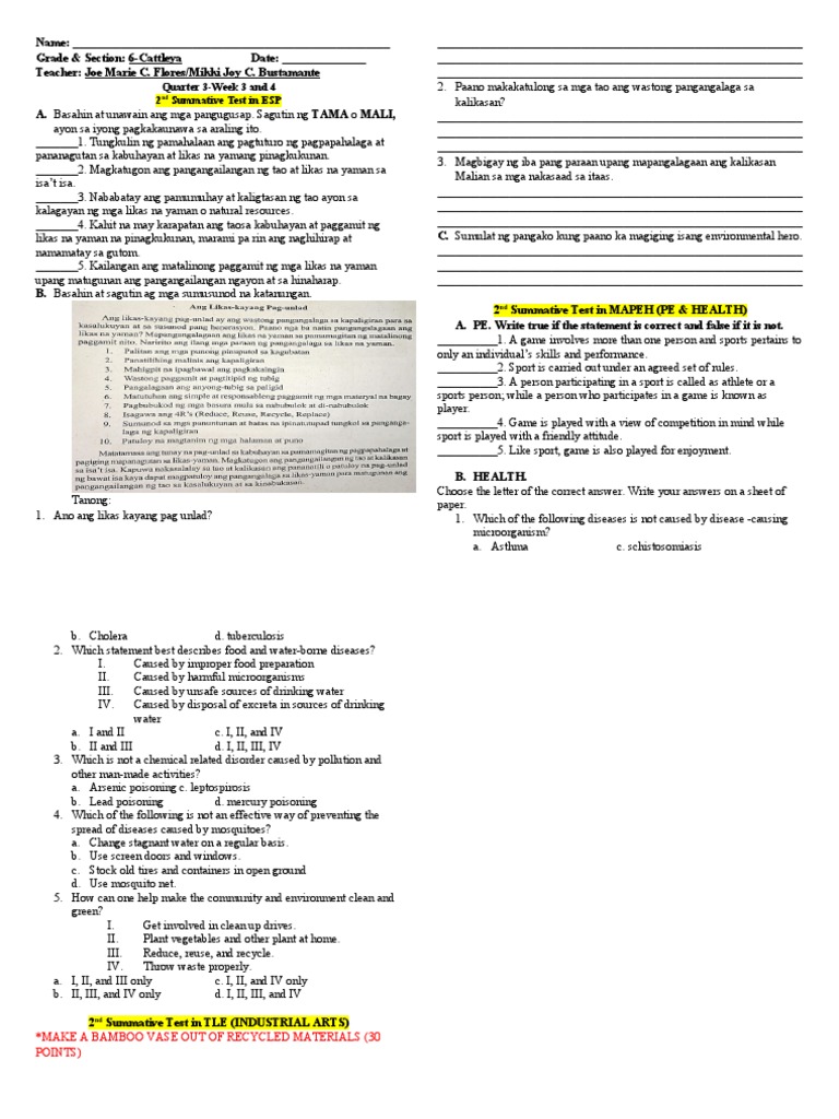 Summative Test Week 3&4 3rdq | PDF | Environment | Environmental Science