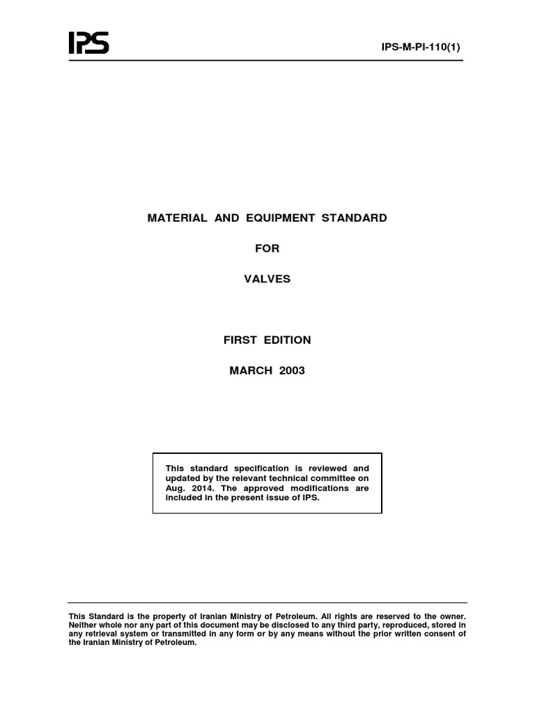 Material and Equipment Standard For Valves | PDF | Valve | Pipe (Fluid ...