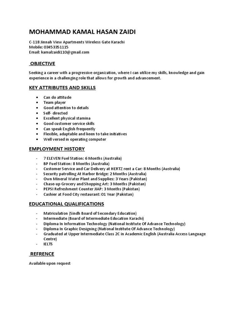 Mohammad Kamal Hasan Zaidi CV | PDF