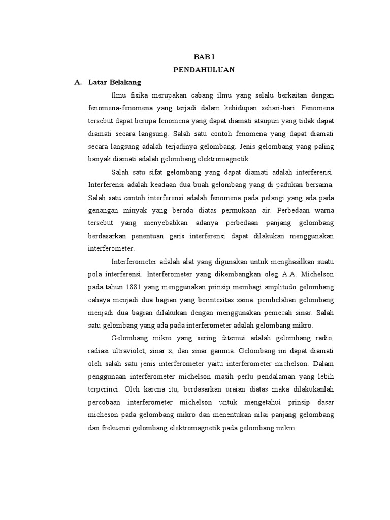 Prinsip Interferometer Michelson Gelombang Mikro | PDF