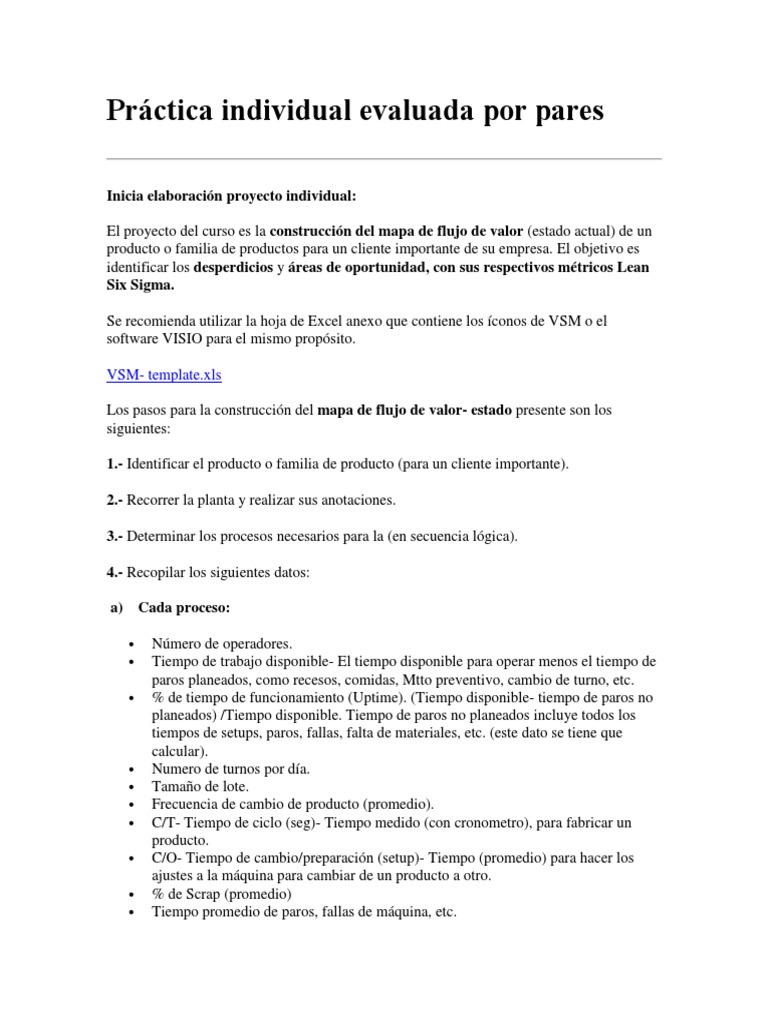 Práctica Individual Evaluada Por Pares | PDF | Six Sigma | Microsoft Excel