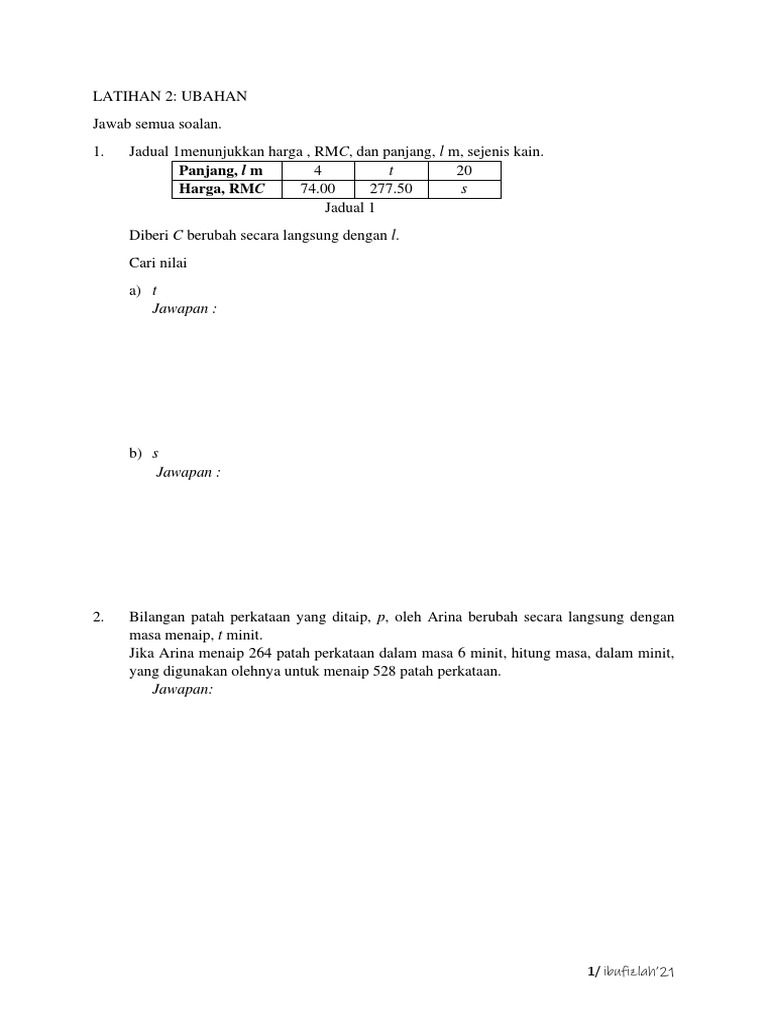 Latihan 2 Ubahan | PDF | Metode & Bahan Ajar