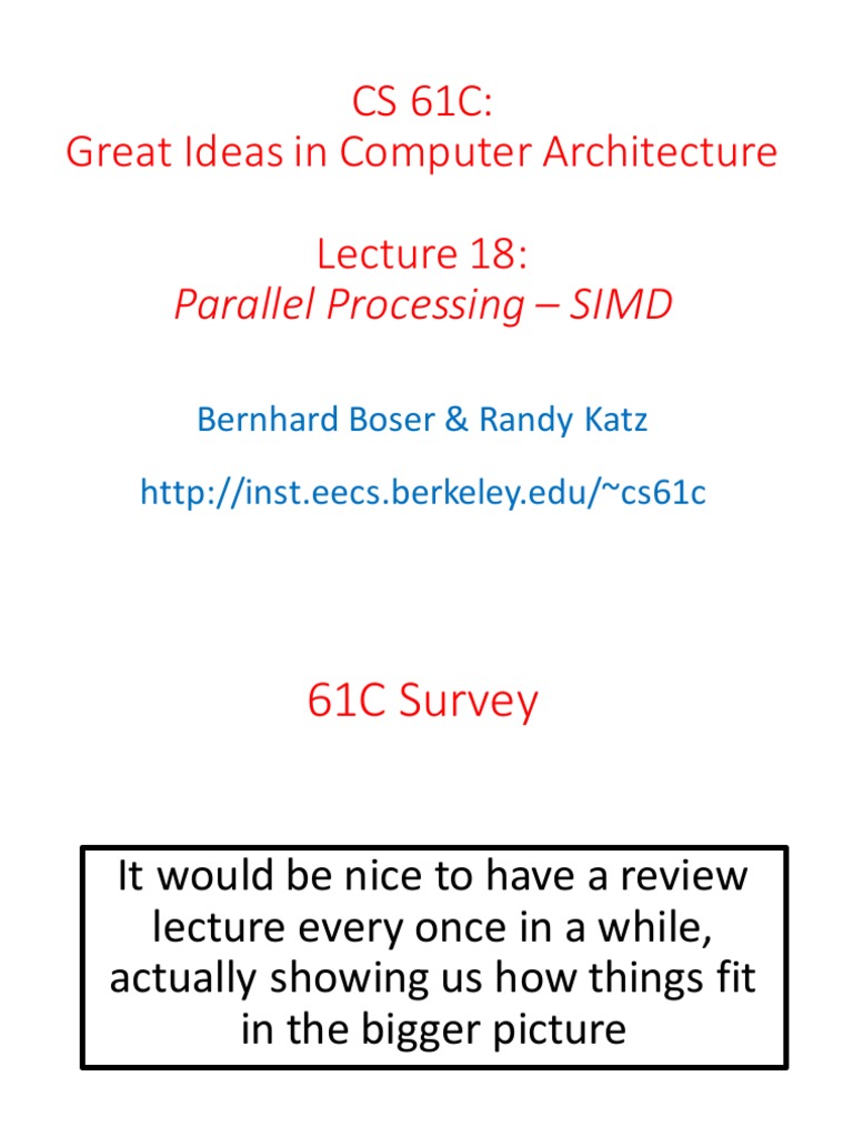 CS 61C: Great Ideas in Computer Architecture: Parallel Processing - SIMD | PDF