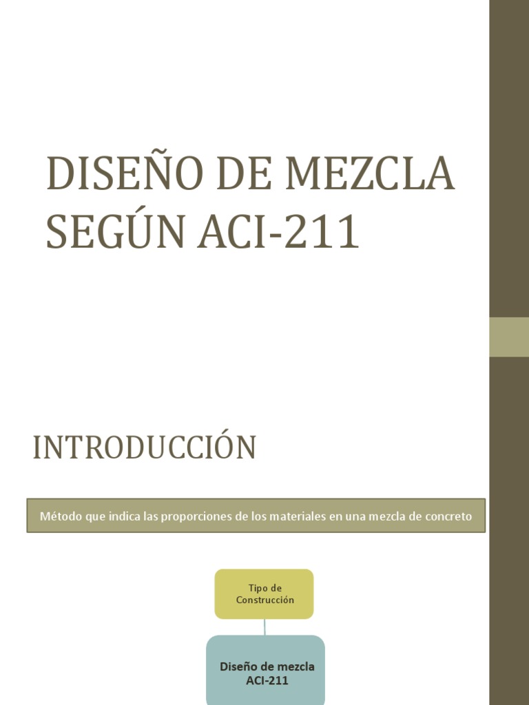 Diseño de Mezcla Según Aci 211 Con La 9 | PDF | Hormigón | Albañilería