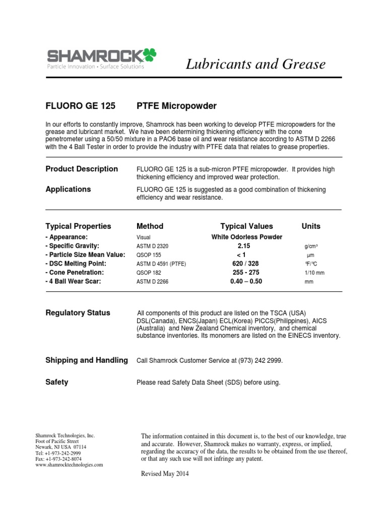 Fluoro GE 125 | PDF | Lubricant | Wear
