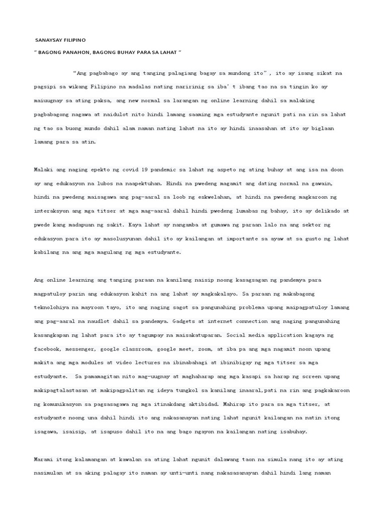 Filipino Sanaysay | PDF