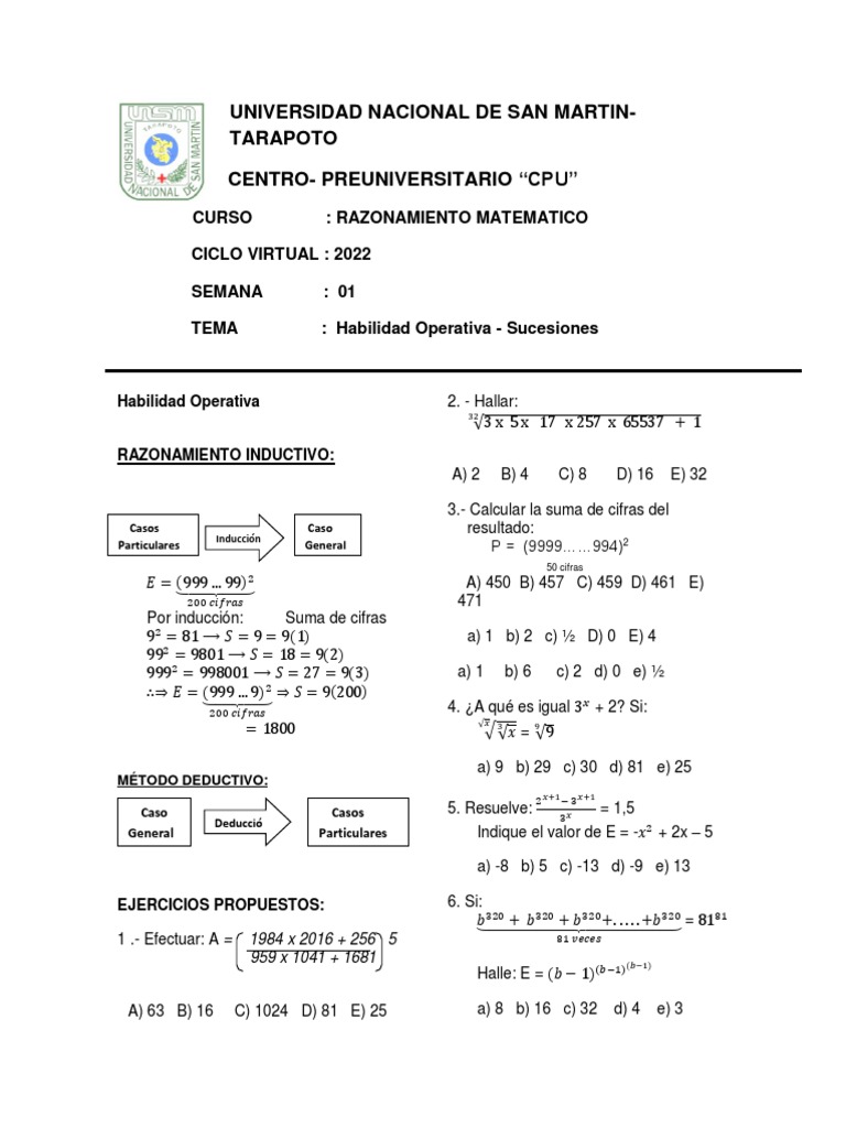 RM - Semana 1 | PDF | Metodología filosófica | Matemáticas