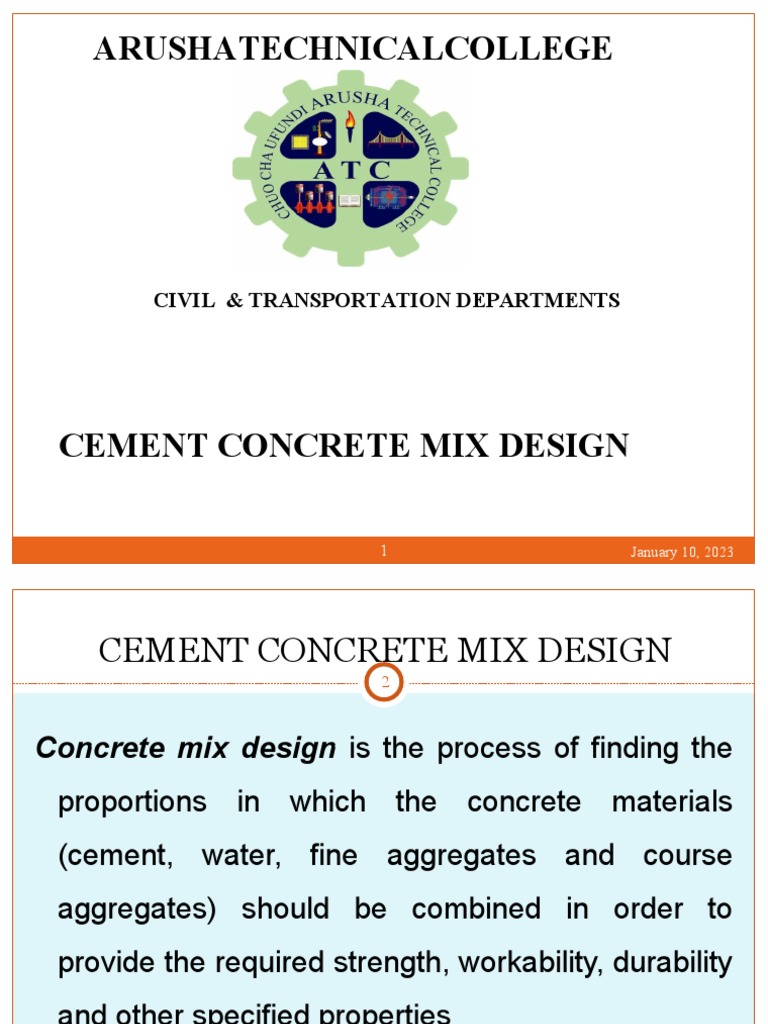 Concrete Mix Design Course Overview | PDF | Concrete | Cement