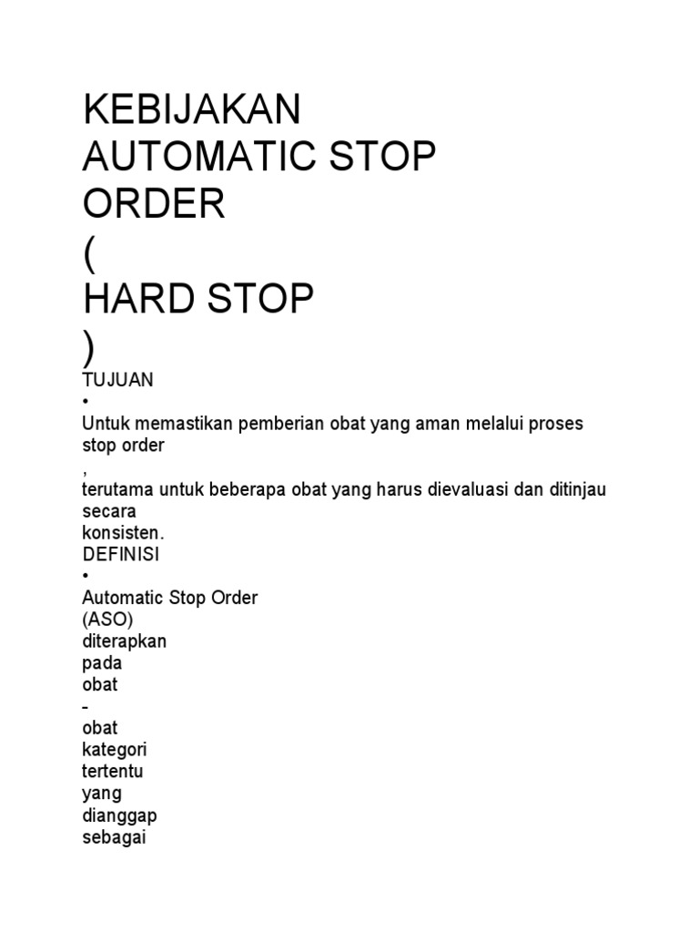 Automatic Stop Order | PDF
