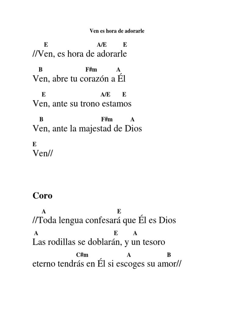 Ven Es Hora de Adorarle | PDF