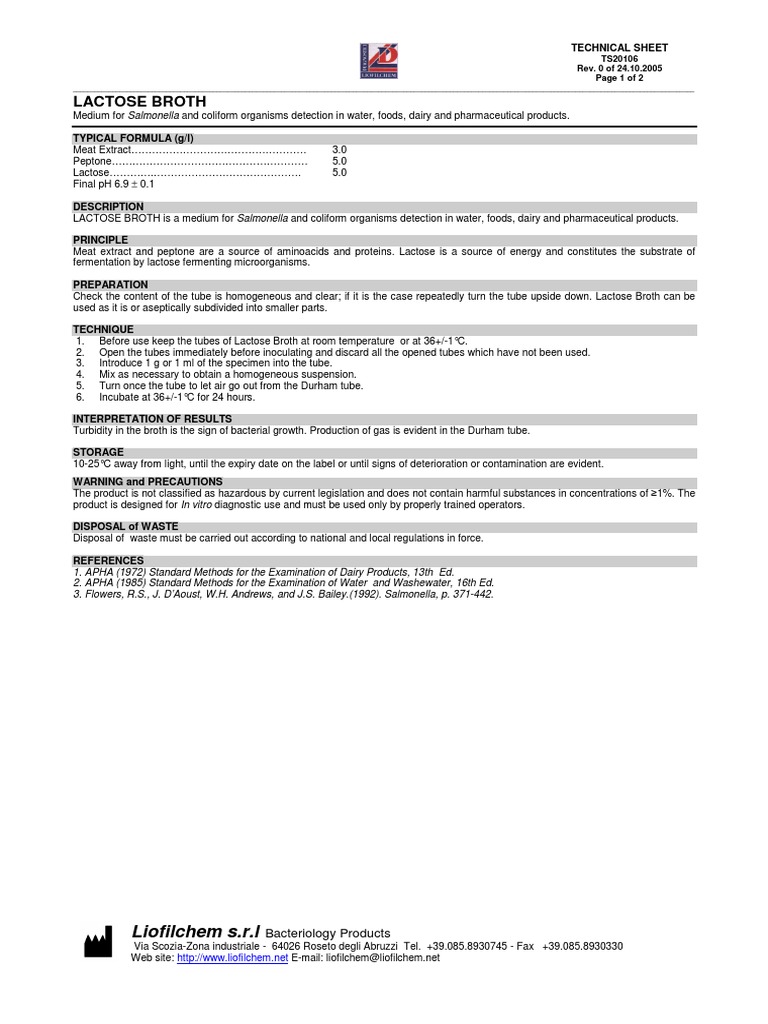 LB Liofilchem | PDF | Microbiology | Chemistry