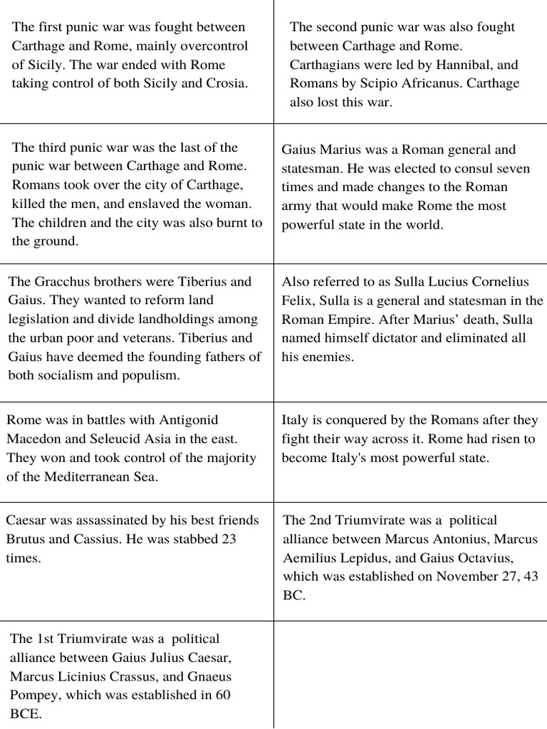 History Roman Timeline Project To Be Printed | PDF | Roman Republic ...