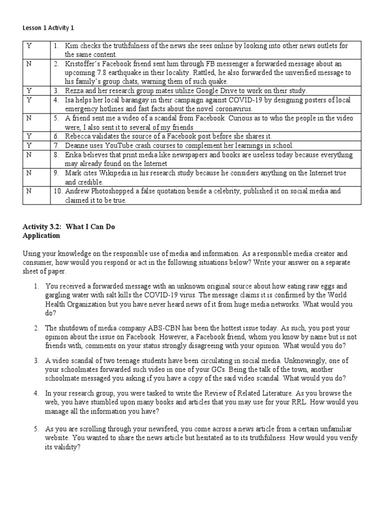 MIL Answer Key | PDF | Facebook | Social Media