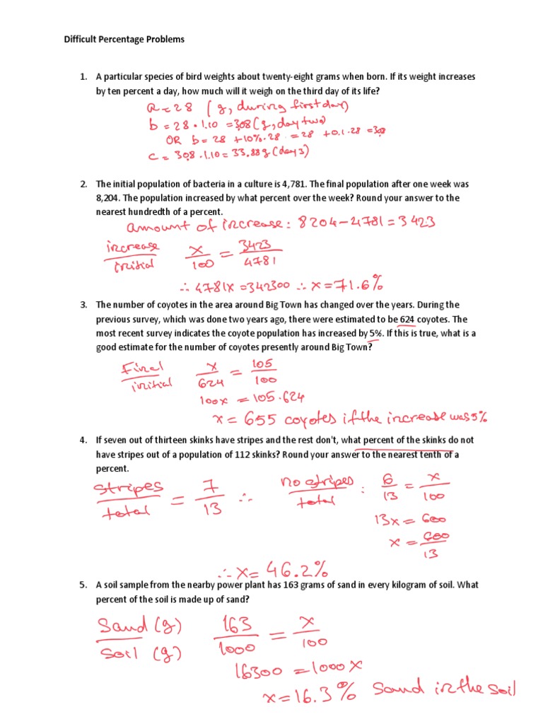 Difficult Percentage Problems SOLVED | PDF