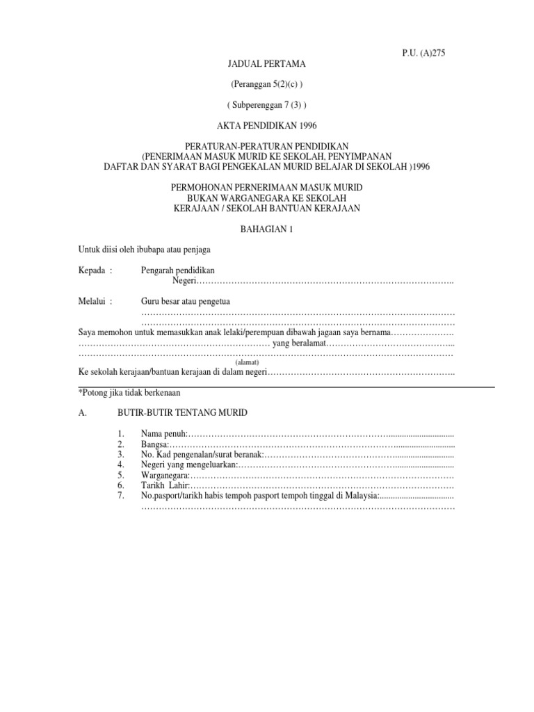 Borang PUA275 Jadual Pertama-MBWN | PDF