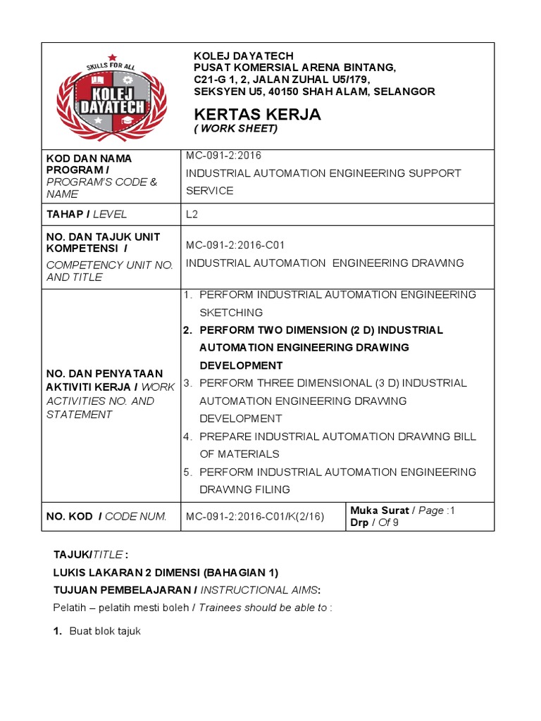 Kertas Kerja: Program'S Code & Name | PDF