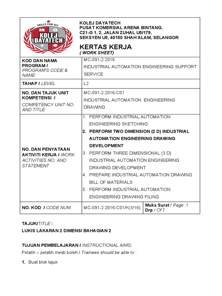 Kertas Kerja: Program'S Code & Name | PDF
