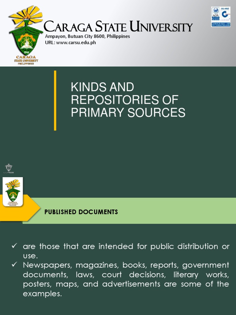 Repository of Primary and Different Kinds of Primary Sources | PDF ...