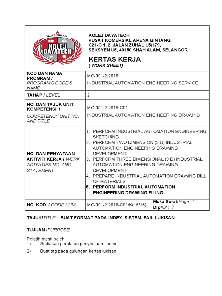 Kertas Kerja: Program'S Code & Name | PDF