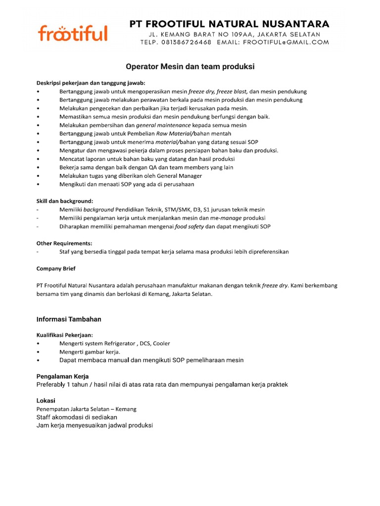 Frootiful Mesin | PDF