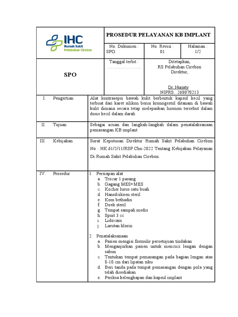 @12.spo Pemasangan KB Implant | PDF