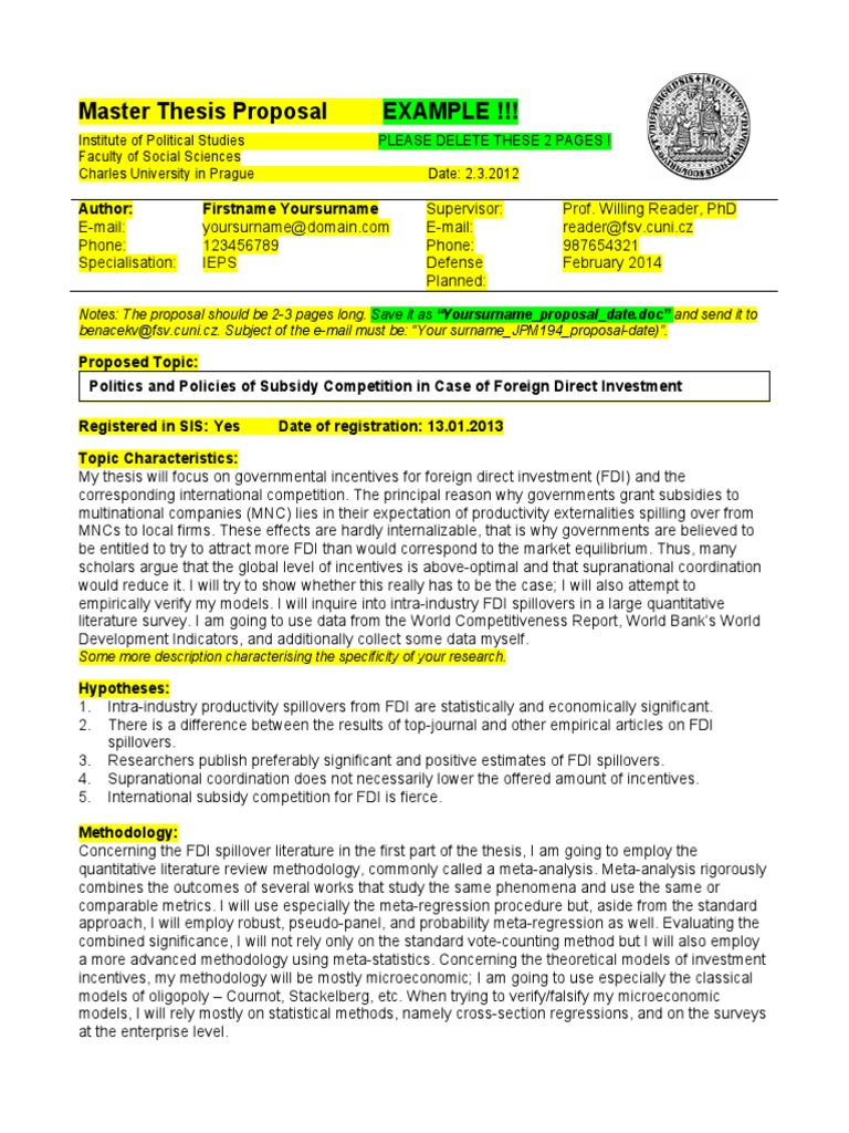 Master Thesis Proposal Example | Download Free PDF | Hypothesis | Scientific Method