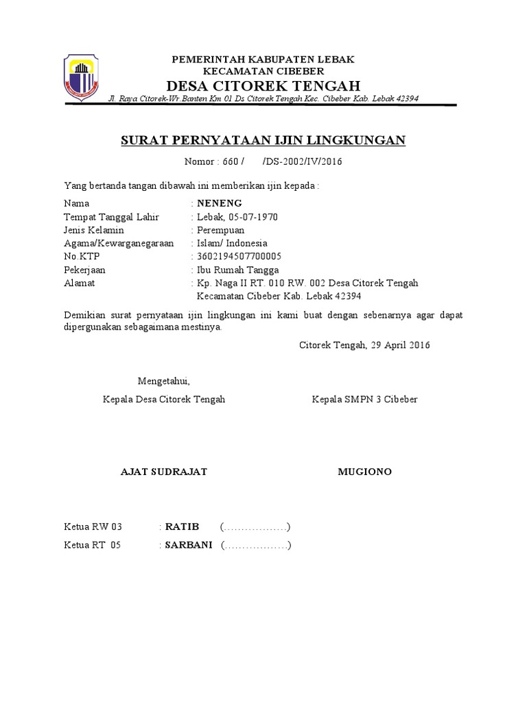 Surat Izin Lingkungan | PDF