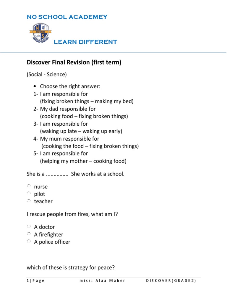 NSA Discover Grade 2 - Final Revision | PDF | Foods | Stars