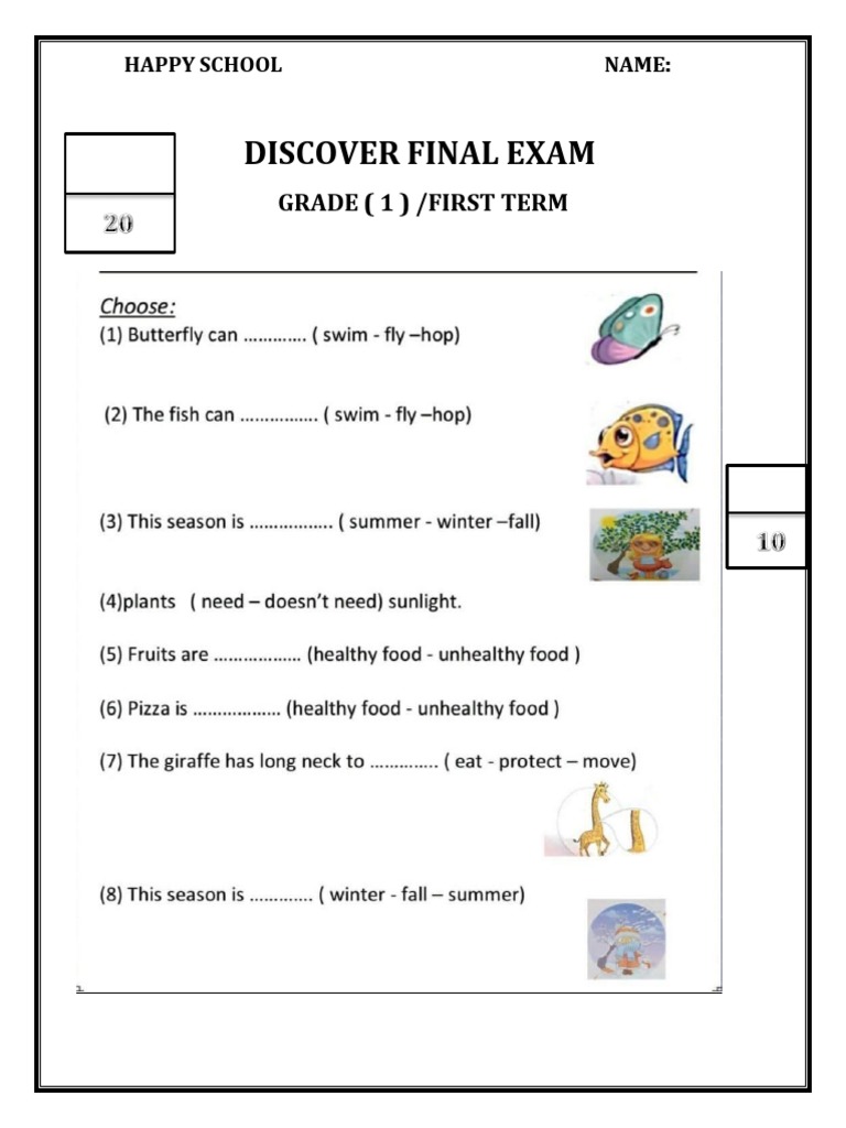 Grade 1 Final Exam Overview | PDF