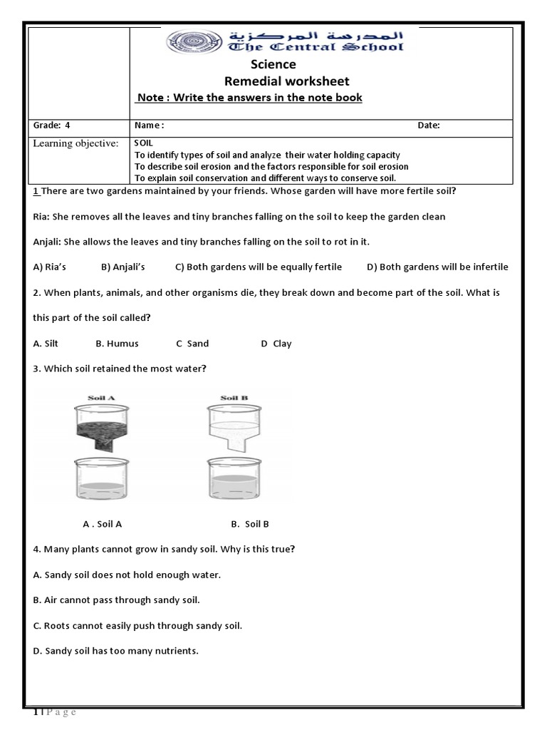 GR - 4 - Science Revision Worksheet | PDF | Soil | Plants