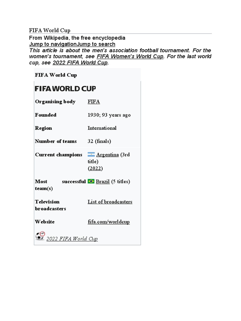 FIFA World Cup | Download Free PDF | Fifa World Cup | Football Codes