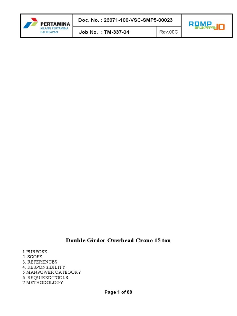 Overhead Crane Installation Method Statement | PDF | Crane (Machine ...