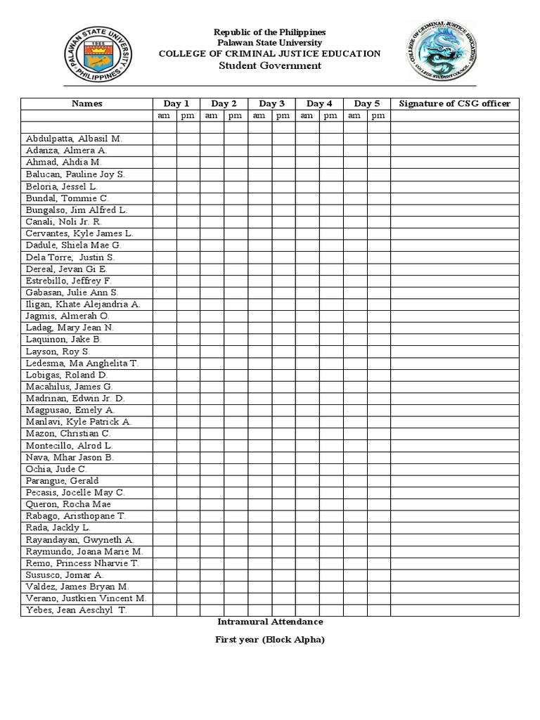 Attendance (Checking Style) | PDF