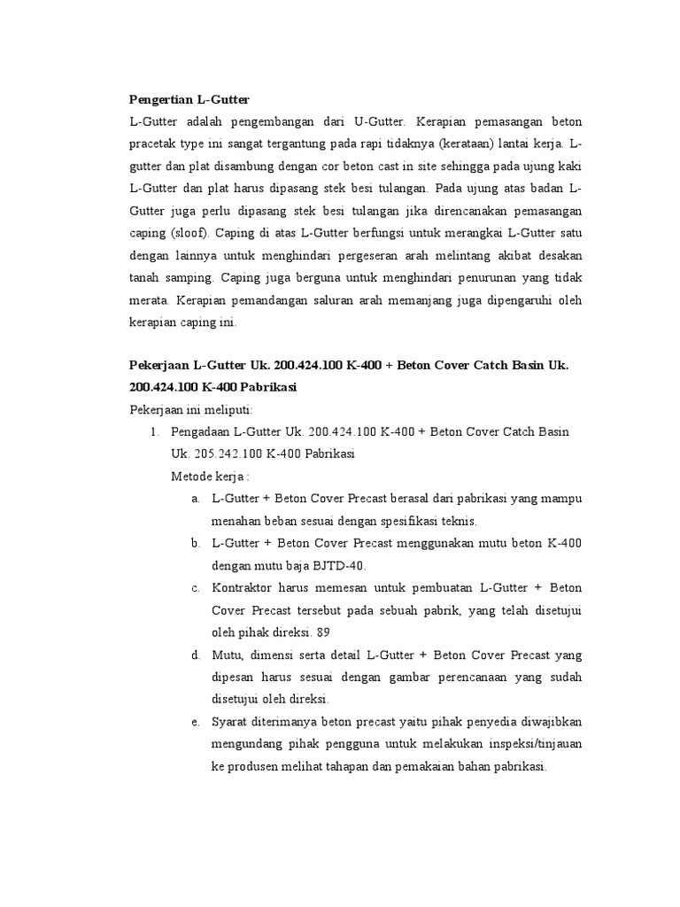 Panduan Pemasangan L-Gutter | PDF