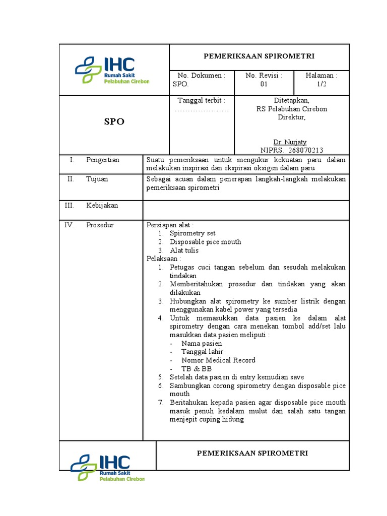 Pemeriksaan Spirometri | PDF