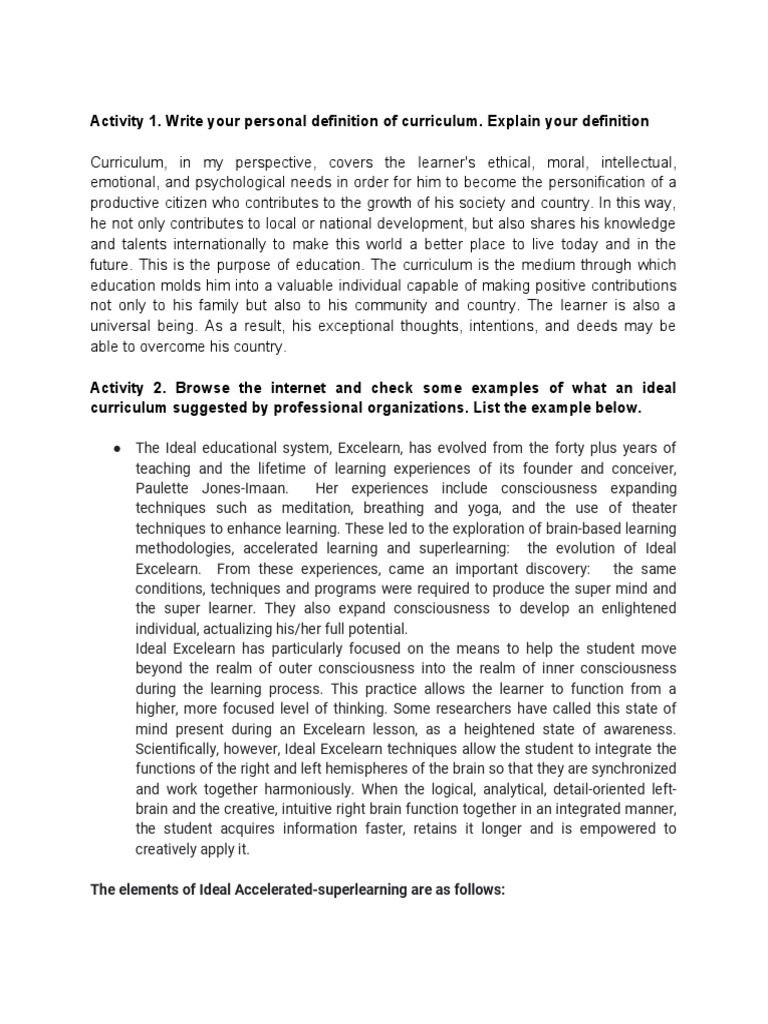Prof Ed 321 DOc Escala Activity | PDF | Curriculum | Learning Prof Ed 321 DOc Escala Activity | PDF | Curriculum | Learning
